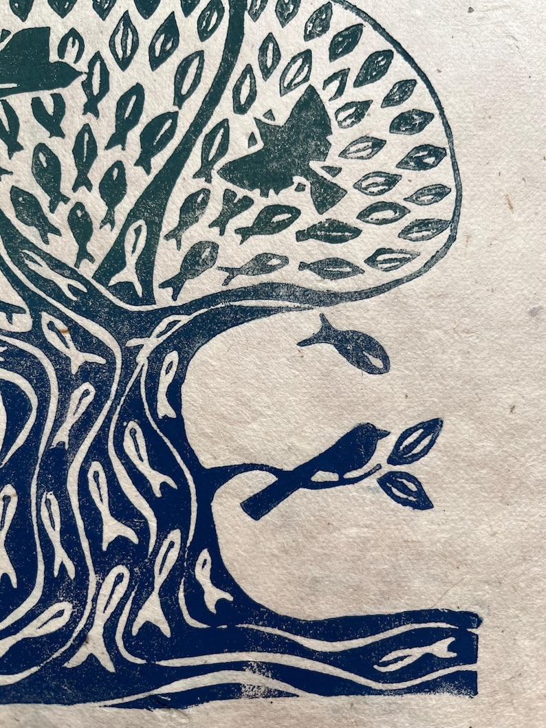 Sea Tree Linocut Print | Transformation Dream Illustration - Etsy