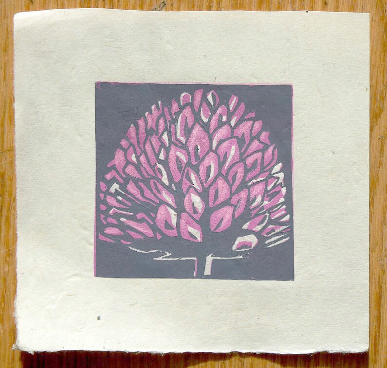 Red Clover mini linocut print | Etsy