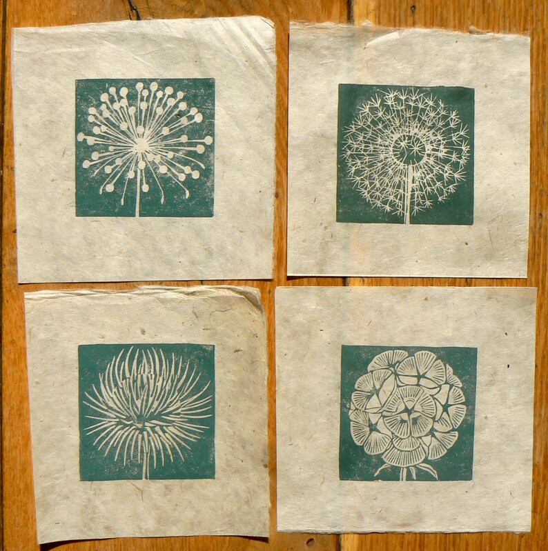 Scabious Seed Head Mini Linocut Print - Etsy