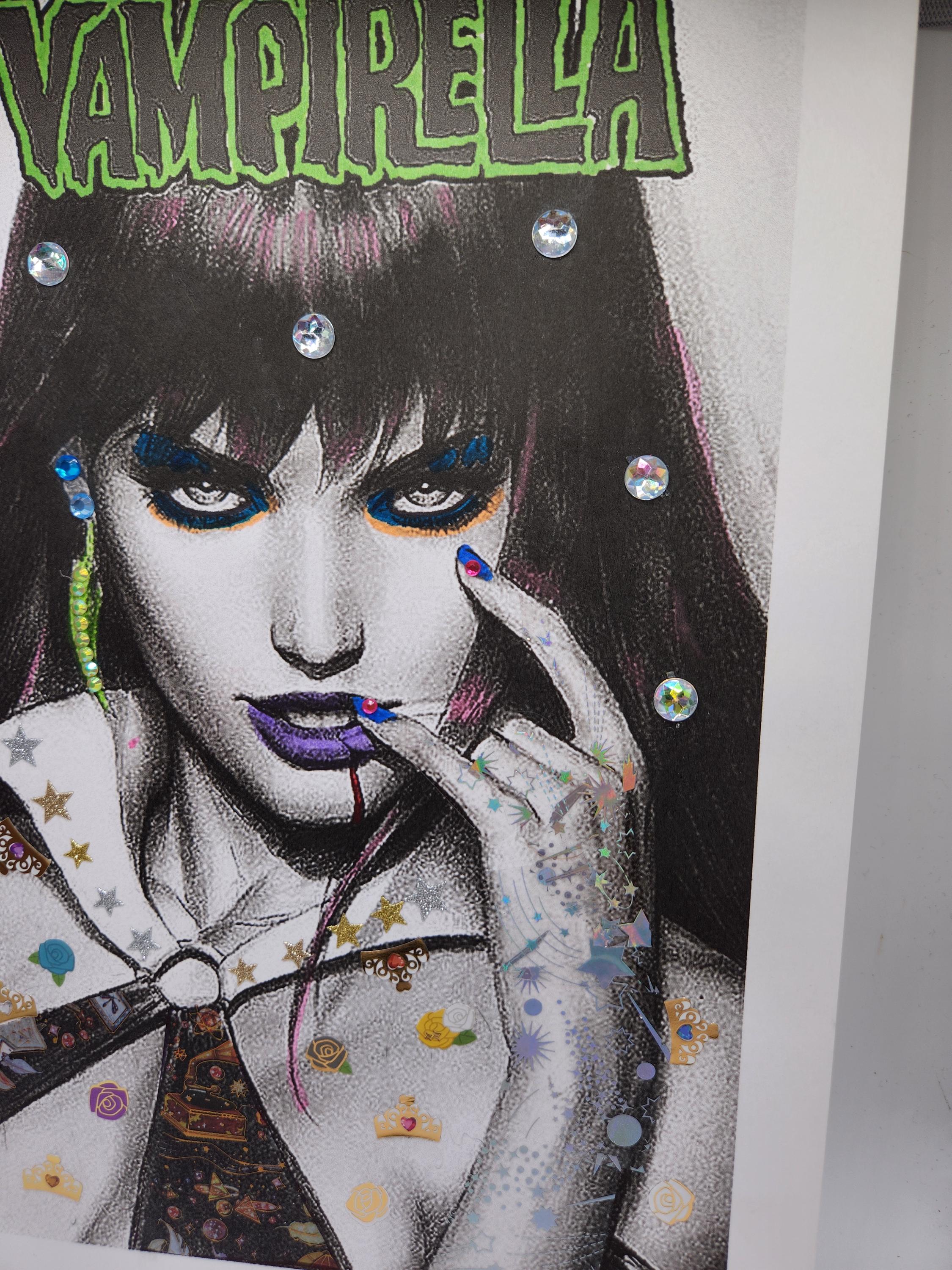 Vampirella Comic Book Cover Art Print: Embellished Black & White (10x7 ...