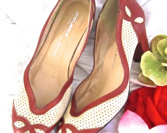 Remix 40s Style Shoes Spectator Pumps Modern Reproduction Brown White ...
