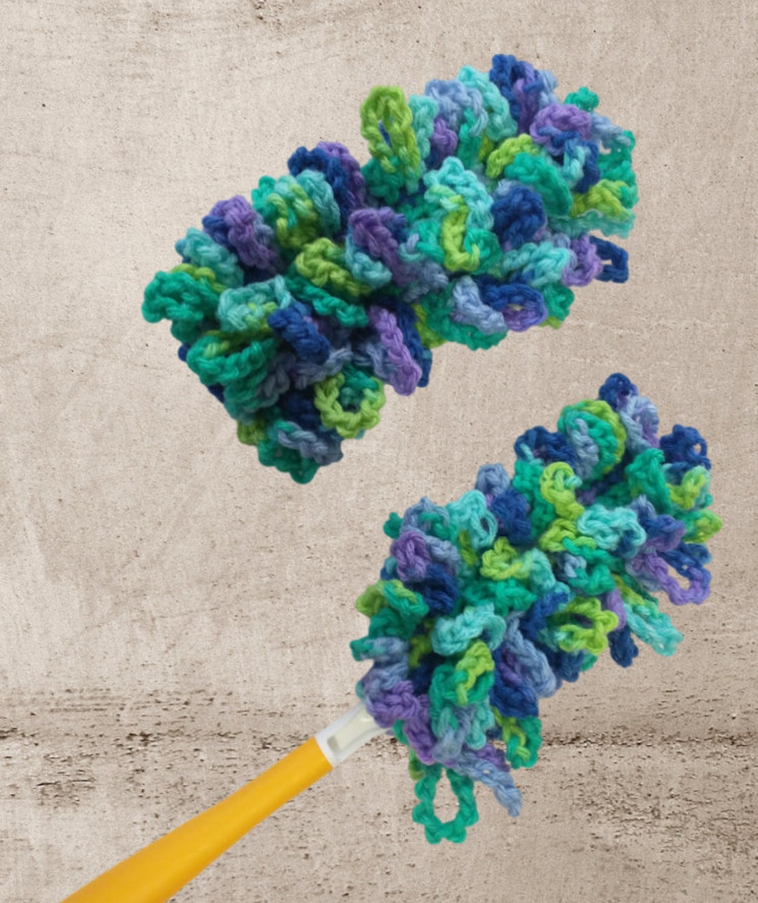 Set of 2 Crochet Reusable Cleaning Duster Pads Fitting Standard Size ...