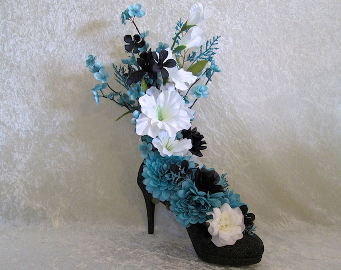 Silk Flower Arrangement in a High Heel Shoe Silk Floral - Etsy