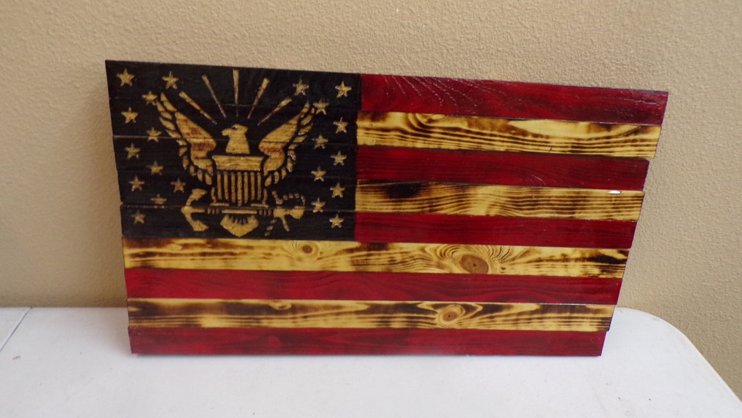 Awesome Patriotic 24 Rustic Wooden Handmade Hand Painted American Flag ...
