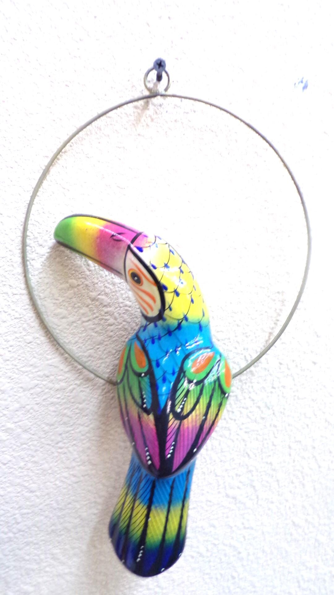 Beautiful 9 Hanging Toucan on Metal Perch, Handmade, Hand-painted ...