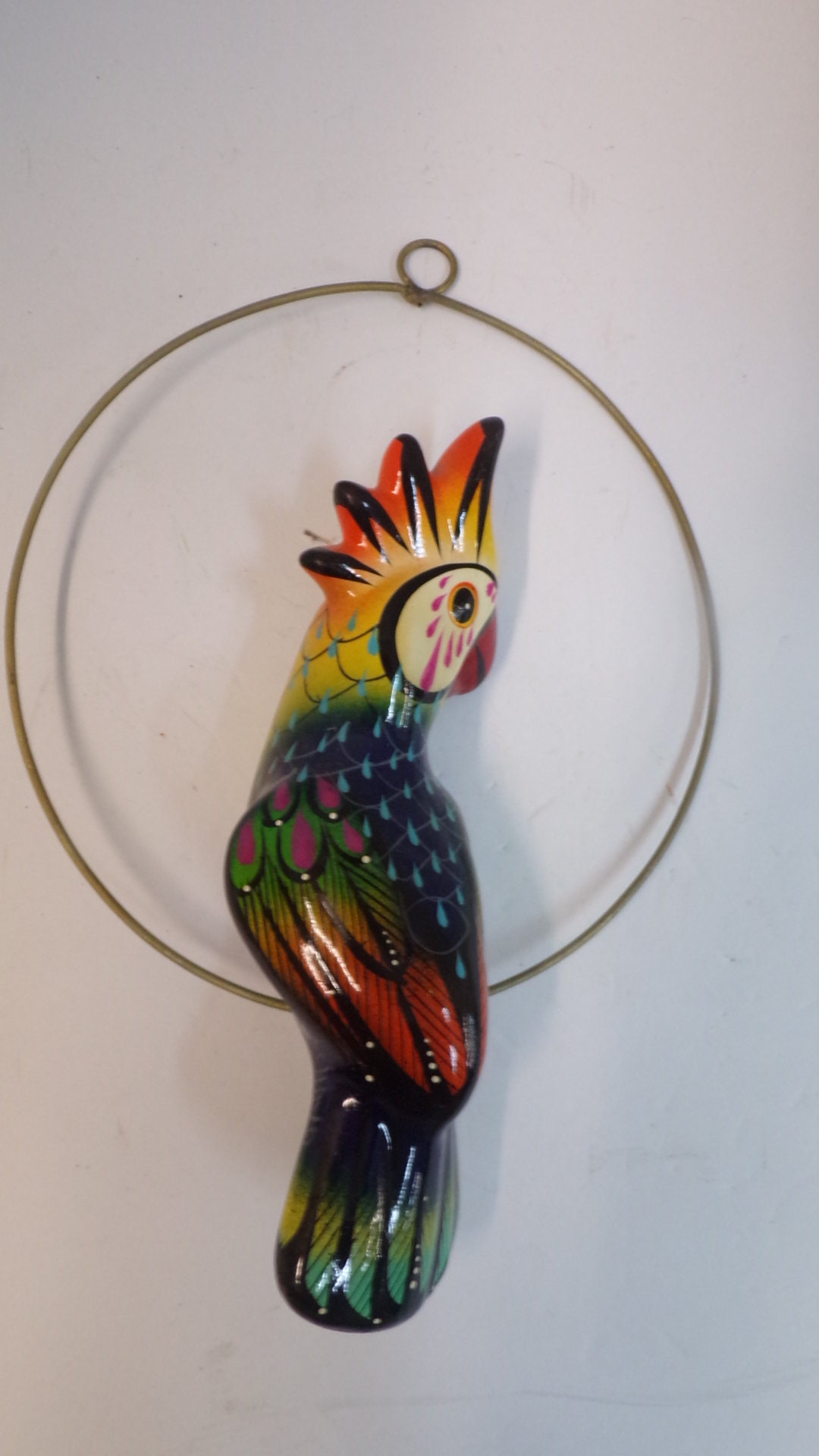 Medium Parrot on a Hanging Wire Frame, Hand Made, Hand Painted ...
