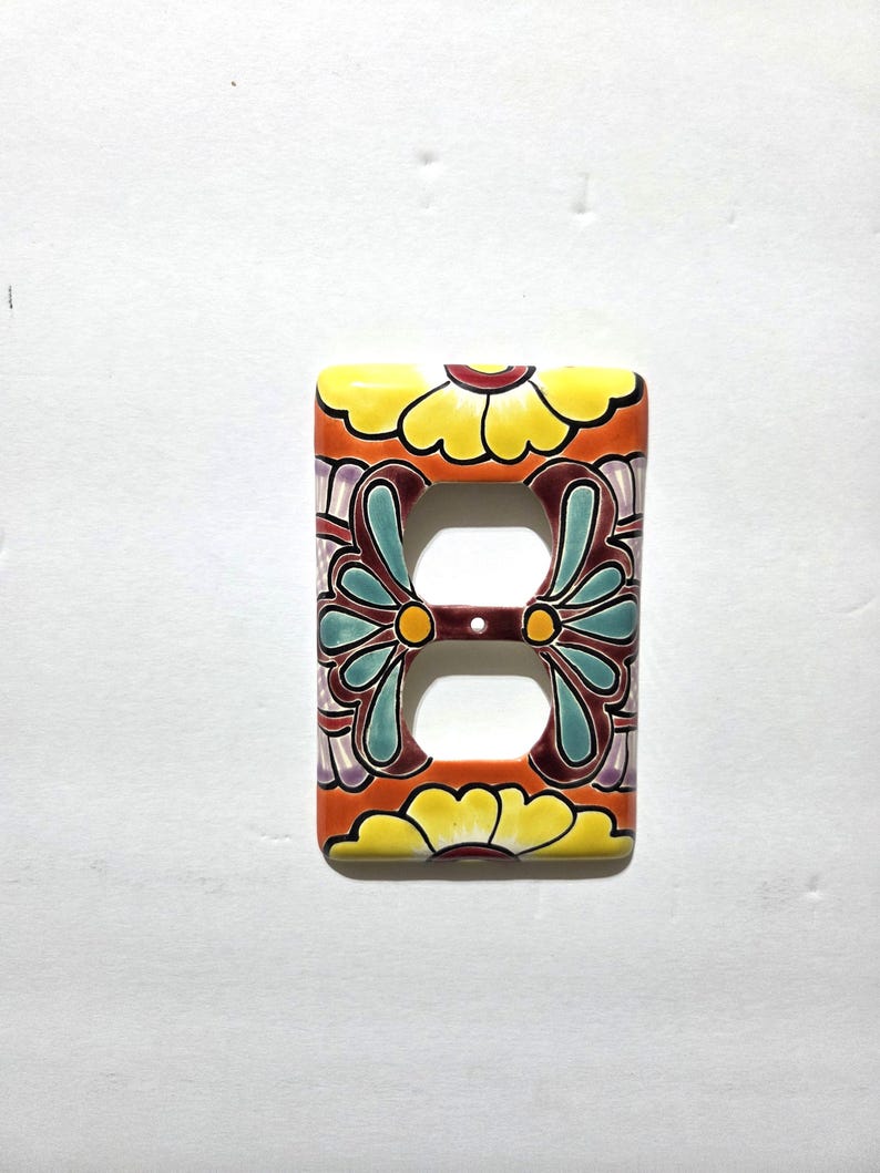 Handmade Talavera Double Outlet Cover – Mexican Ceramic Hand Painted 2 ...