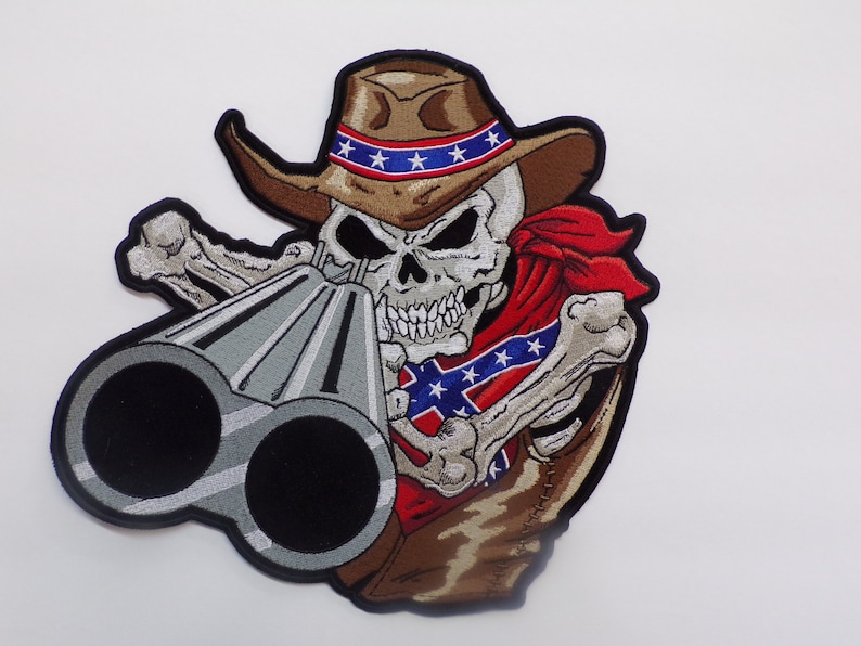 Large Cowboy Shotgun Skull Biker Patch - Etsy