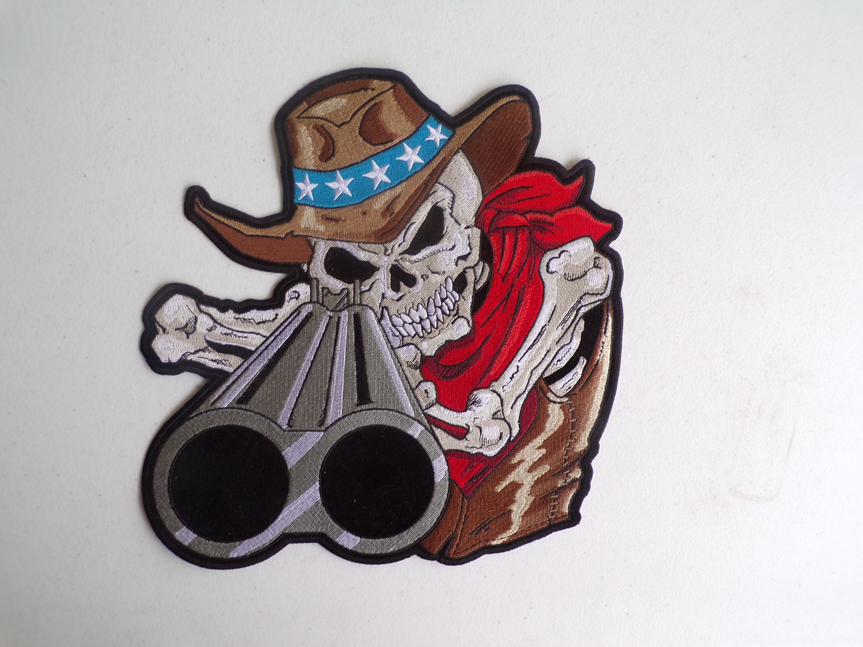 Large Cowboy Shotgun Skull Biker Patch - Etsy