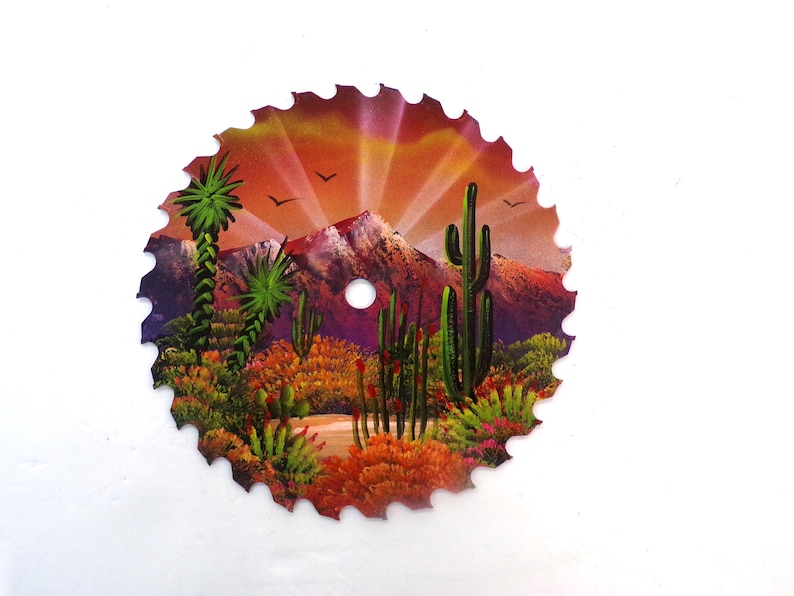 Larger 9'' Foothills Saw Blade Art – Hand Painted Southwest –cactus ...