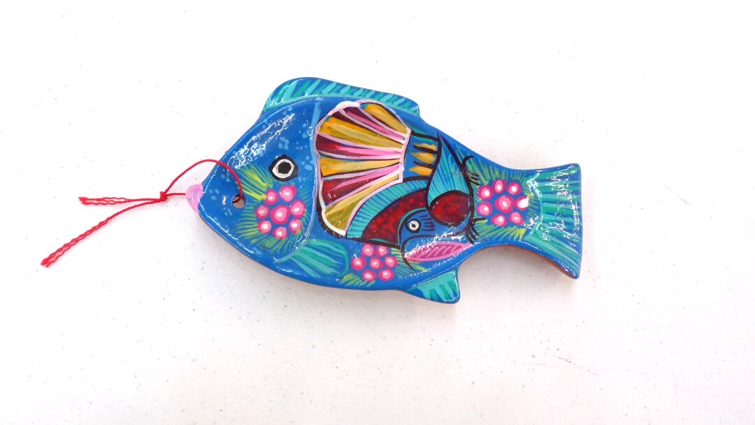 Beautiful 9" Handmade, Hand Painted, Fish Spoon Rest Holder, Ceramic ...