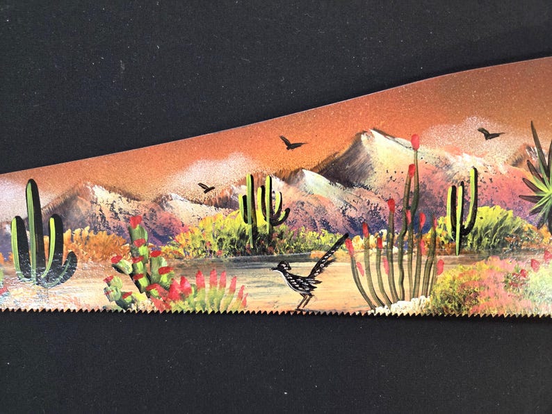 Hand Painted Roadrunner in Desert 29" Hand Saw – Cactus, Mountains Wall ...