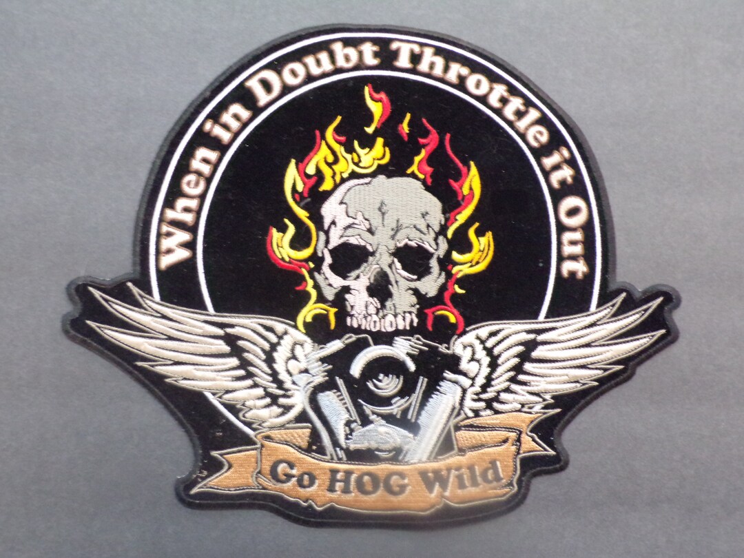 Large Go Hog Wild Skull With Guns Biker Patch - Etsy