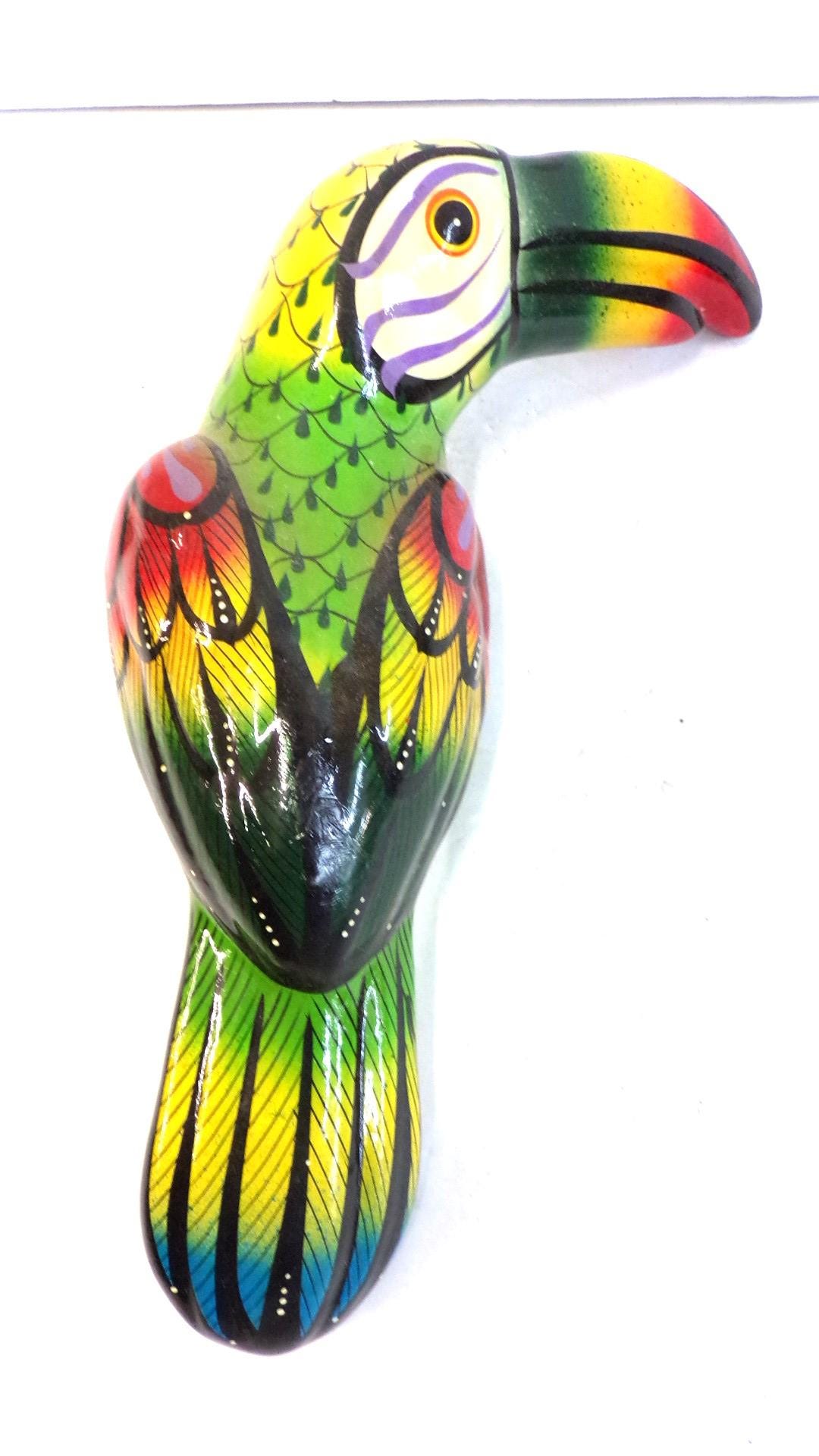 Handmade Toucan Parrot on Metal Perch – 11" Ceramic Bird Art From ...