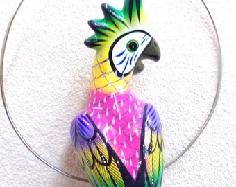 Large 11 Parrot on a Hanging Wire Frame, Hand Made, Hand Painted ...