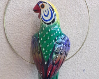 Medium Parrot on a Hanging Wire Frame, Hand Made, Hand Painted ...