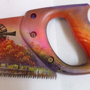 Awesome Hand Painted Carpenters 19 Hand Saw With Barn, Mountains ...
