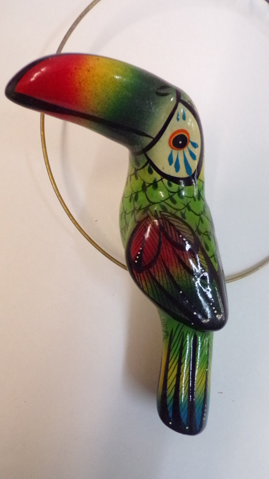 Medium Toucan Parrot on a Hanging Wire Frame, Hand Made, Hand Painted ...
