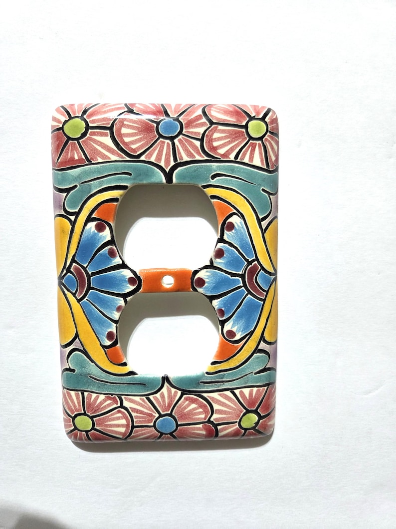 Handmade Talavera Double Outlet Cover Mexican Ceramic Hand Painted 2 ...