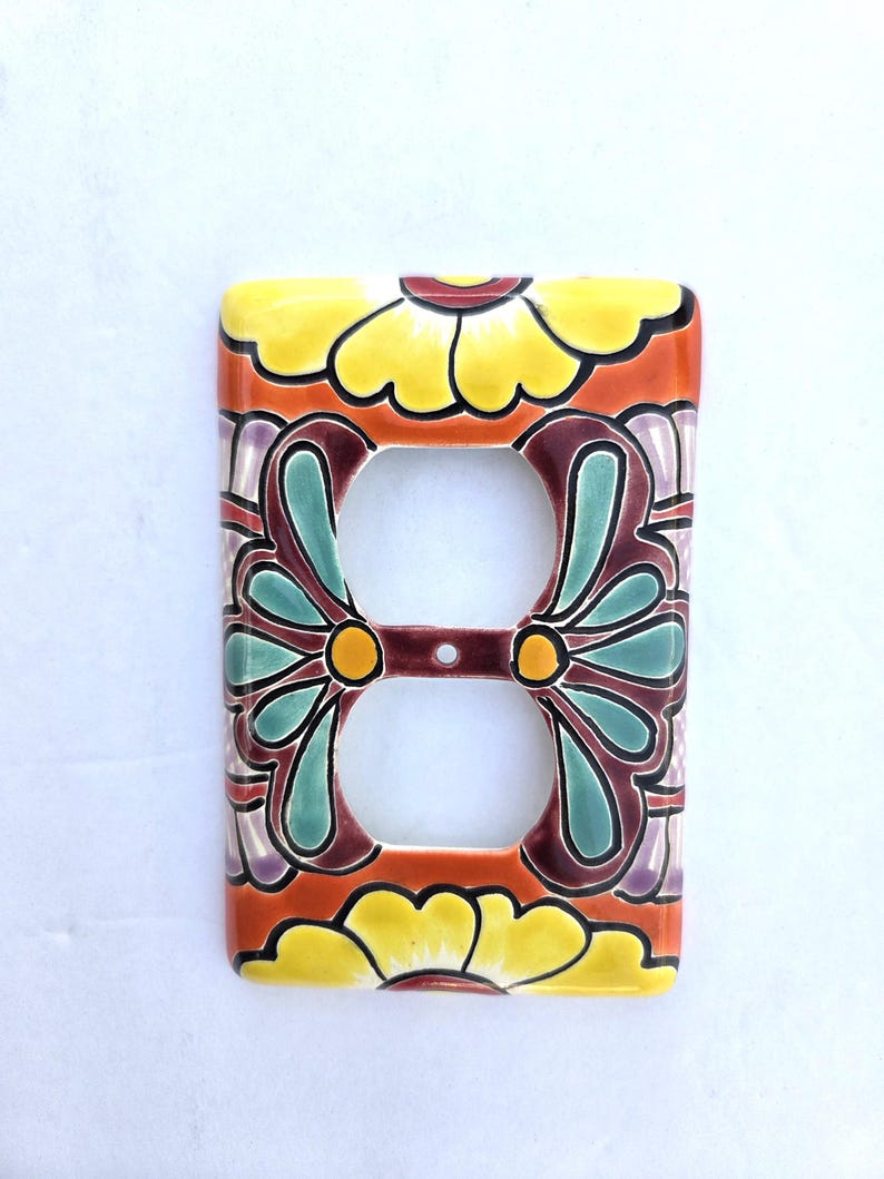 Handmade Talavera Double Outlet Cover – Mexican Hand‑painted Ceramic 2 ...