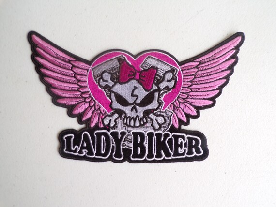 Large 9 Lady Biker Patch With Wings | Etsy