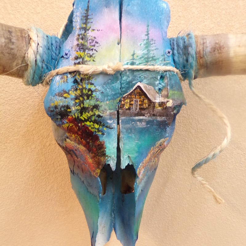 Painted Cow Skull - Etsy