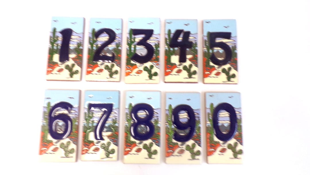 Talavera House Number Tile – 6x3 Desert Colors, Hand-painted Ceramic ...
