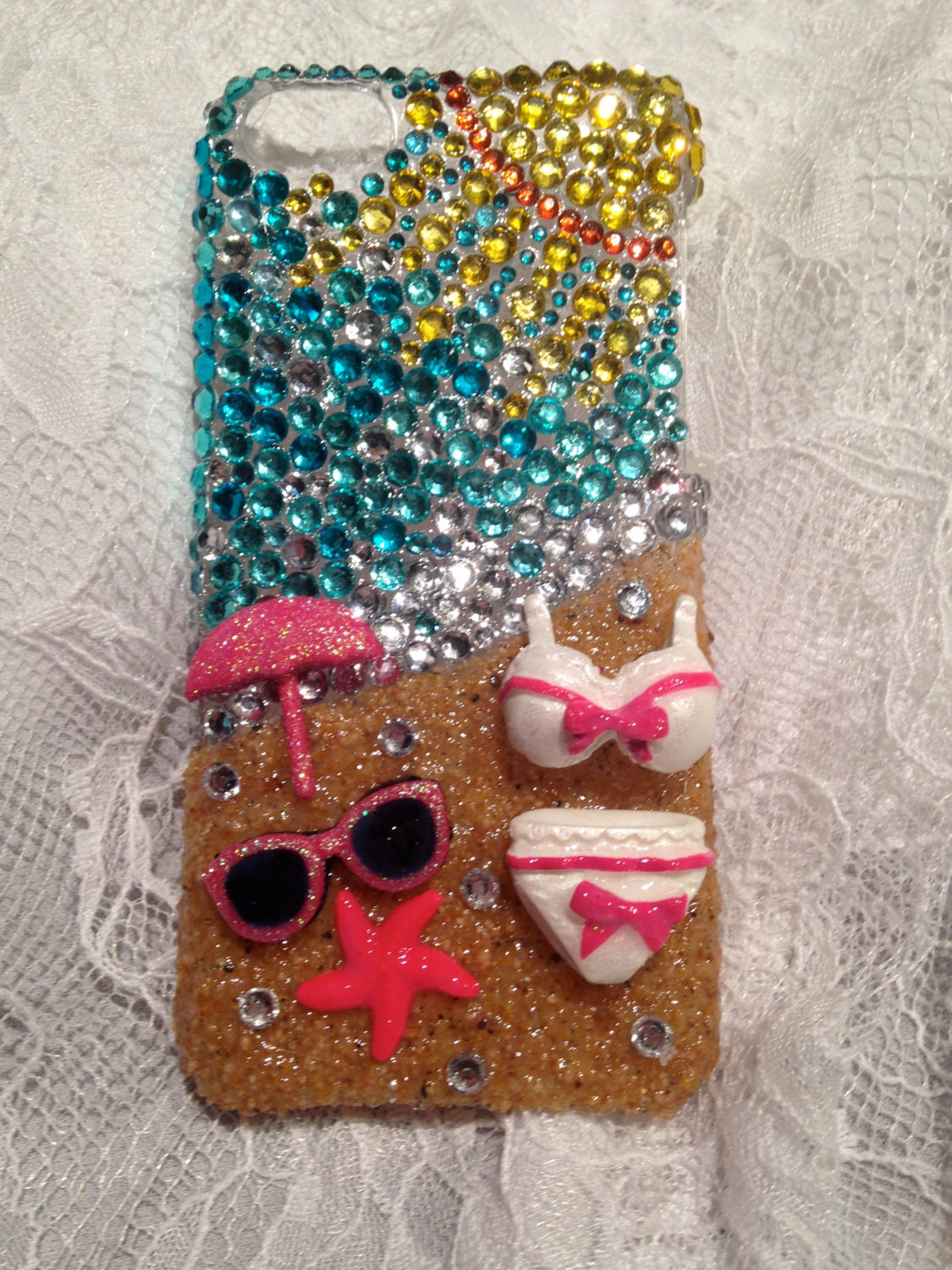 Custom Bling Rhinestonesparkle Beach Scene Phone Case - Etsy