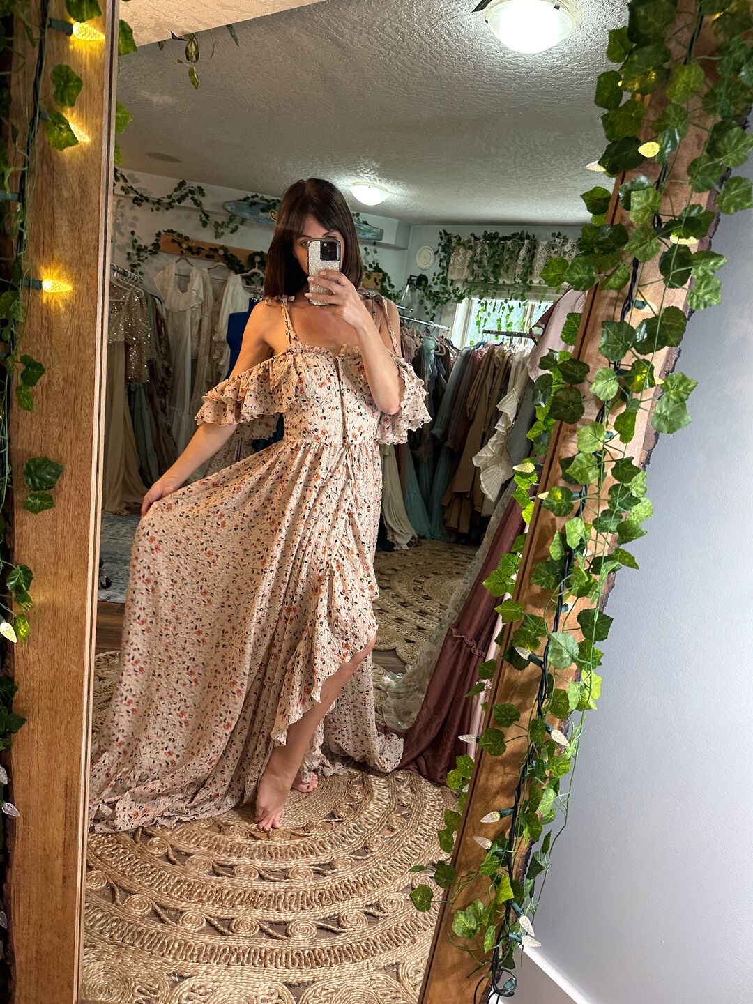 Ready to Ship Poetry Crinkle Rust Floral Gown Flash Sale - Etsy