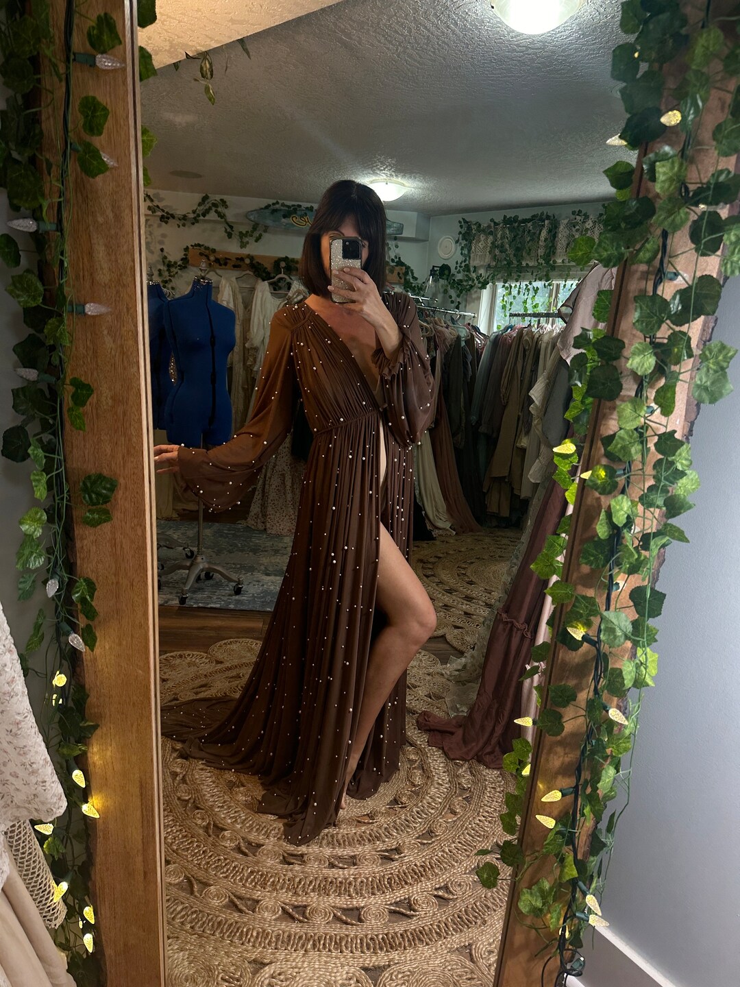 Holiday Sale Pearl Robe Deep Brown Ready to Ship - Etsy