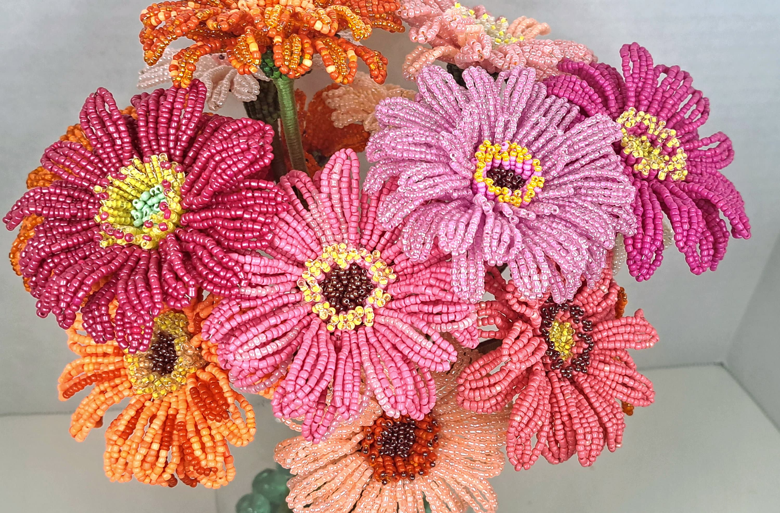 French Beaded Gerbera, 1 Pcs, French Beaded Flower, Gerberas, Art ...