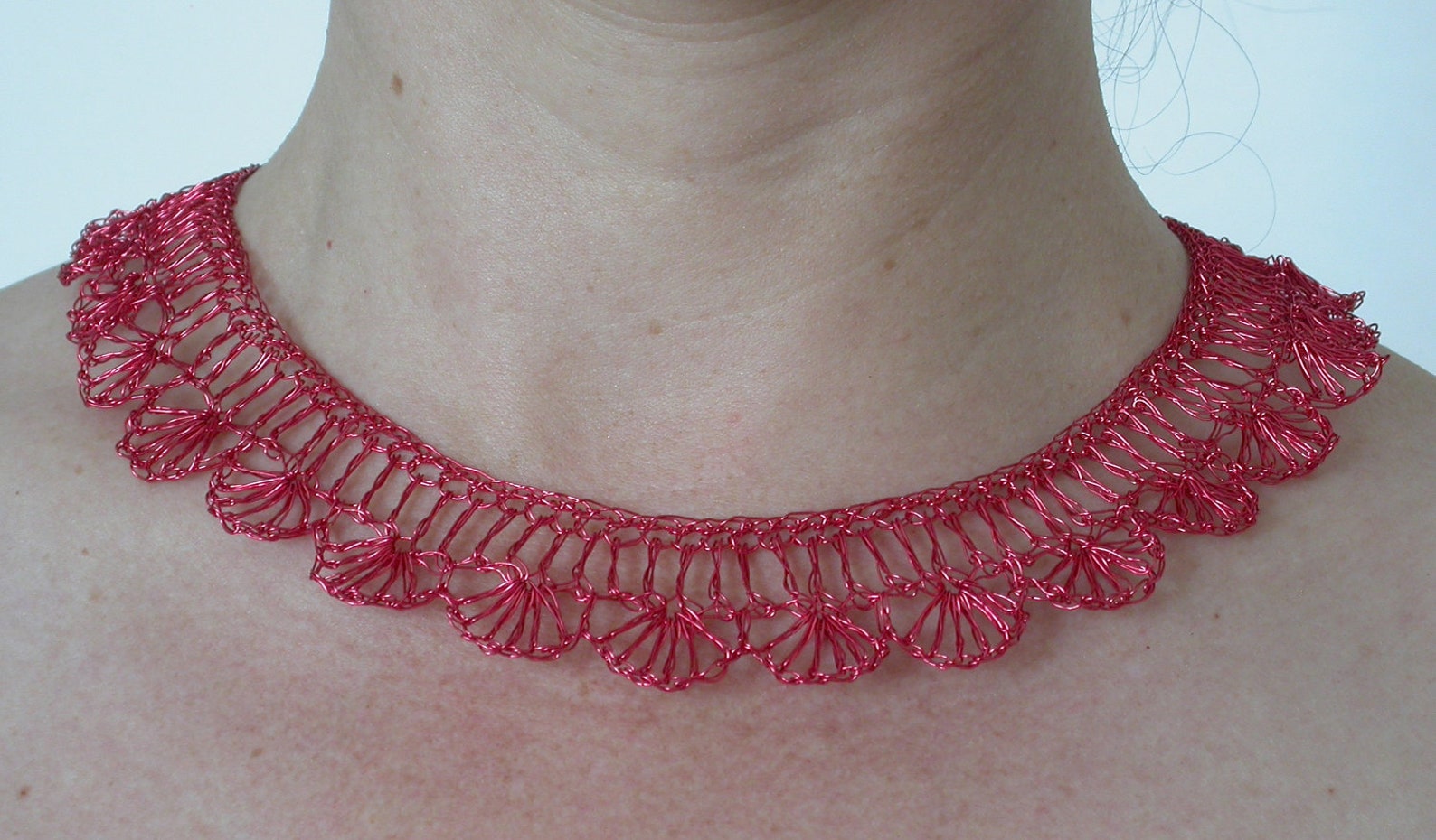 Handmade Crocheted OOK Red Wire Lace Necklace - Etsy