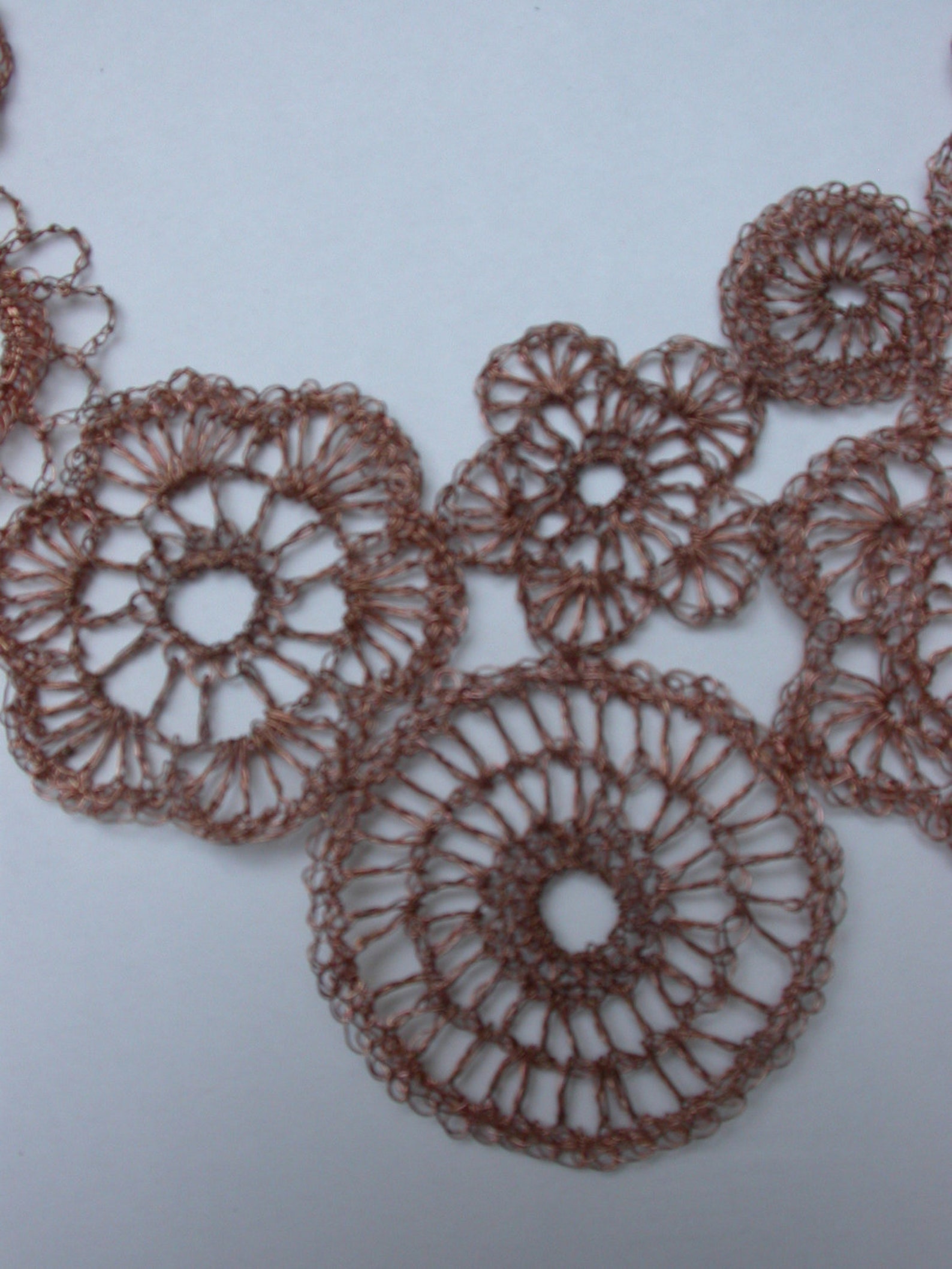Assymetrical, Crocheted Copper Wire Lace Necklace - Etsy