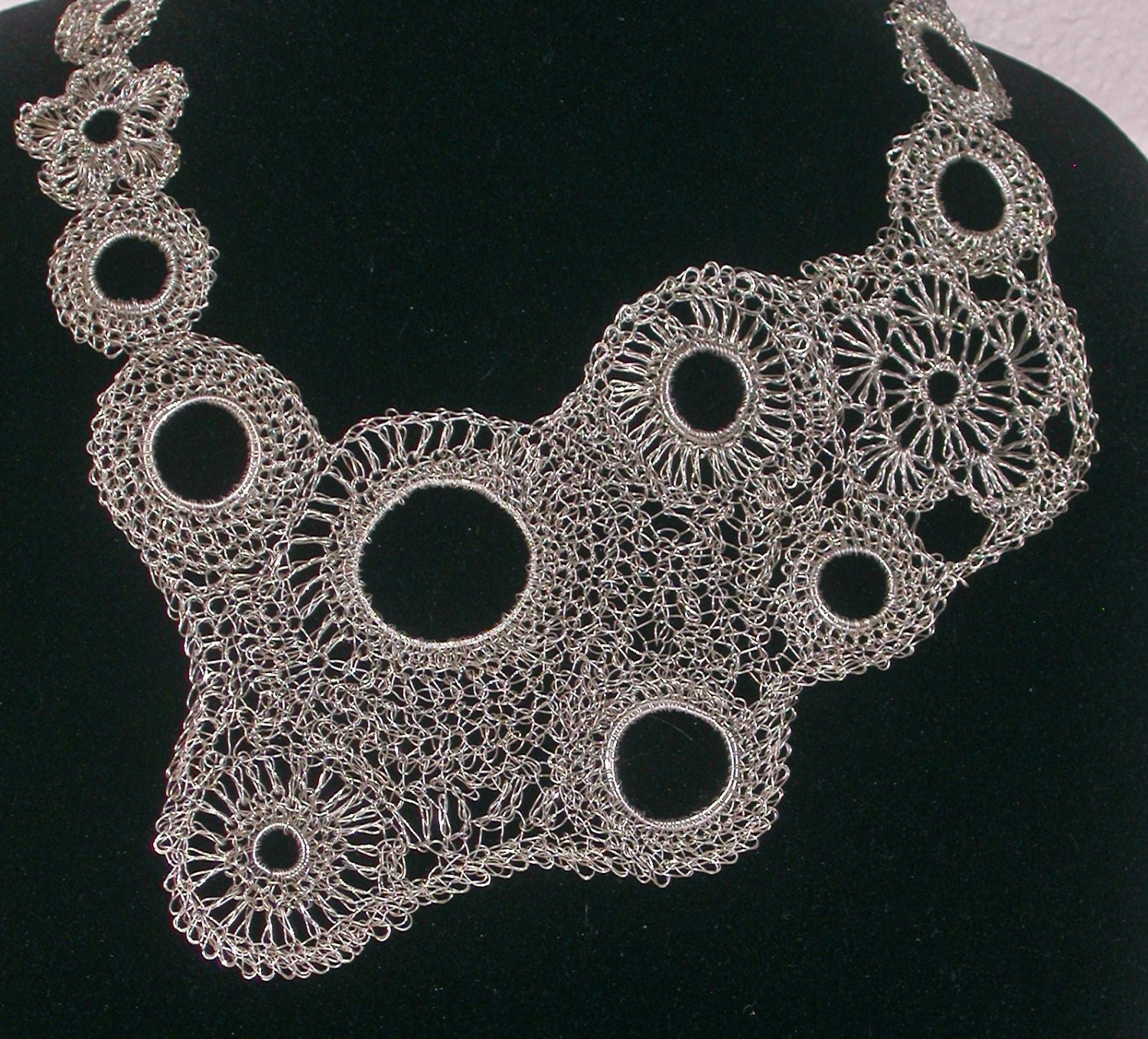 Asymmetrical, Crocheted Silver Wire, Lace Necklace - Etsy