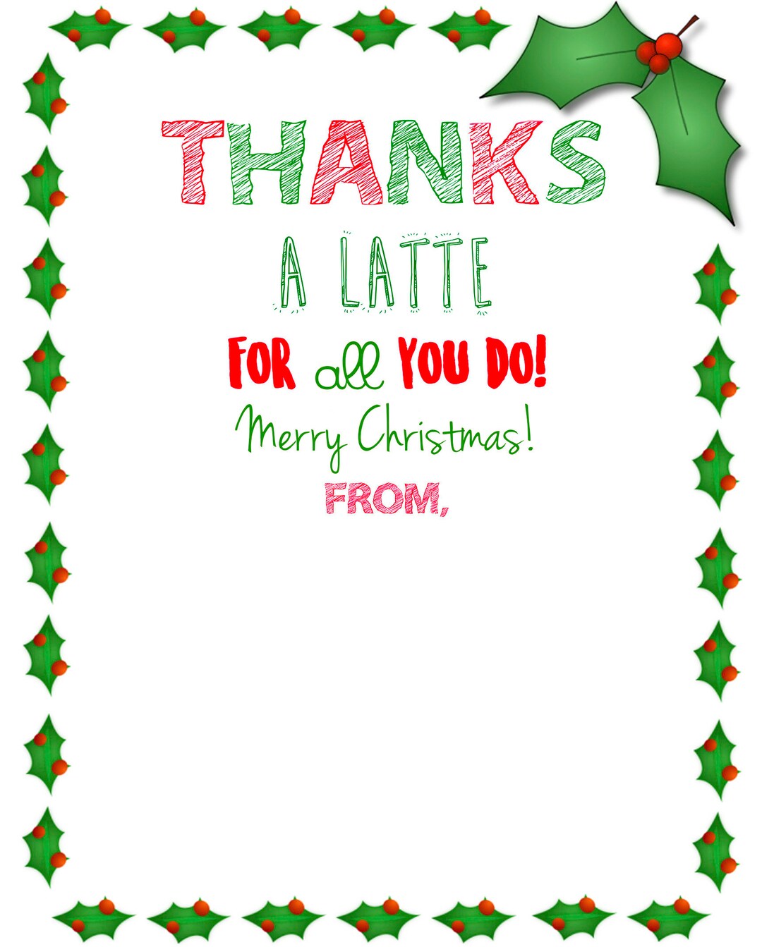 Thanks A Latte Christmas/holiday 5x7 Card - Etsy