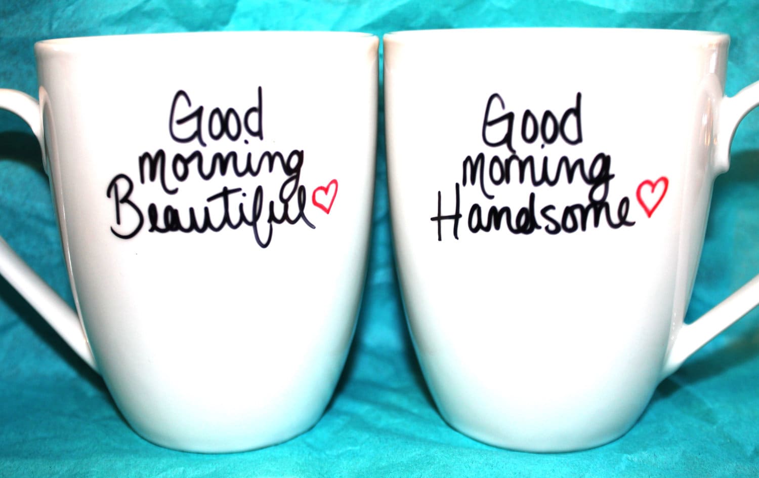 Good Morning Beautiful/handsome - Set of 2 Mugs - ((scriped Design)) - Etsy