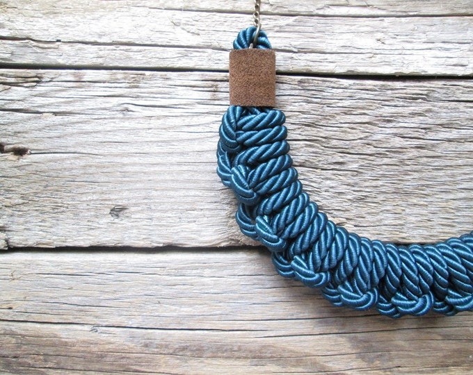 Blue Green Rope Necklace Nautical Rope Knot Necklace - Etsy