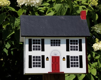 Wooden White Bird House - Etsy