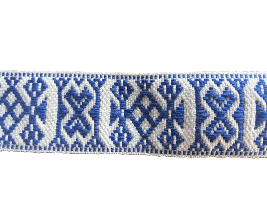 Scandinavian Folk Art Ribbon Wide Blue and White 1 3/4" per Yard - Etsy