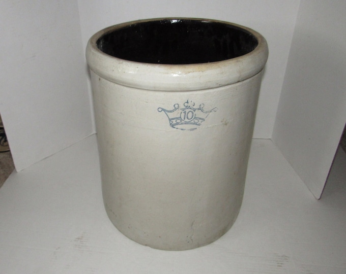 Antique Blue Crown Stoneware 10 Gallon Crock, Ransbottom Crock, #10 ...