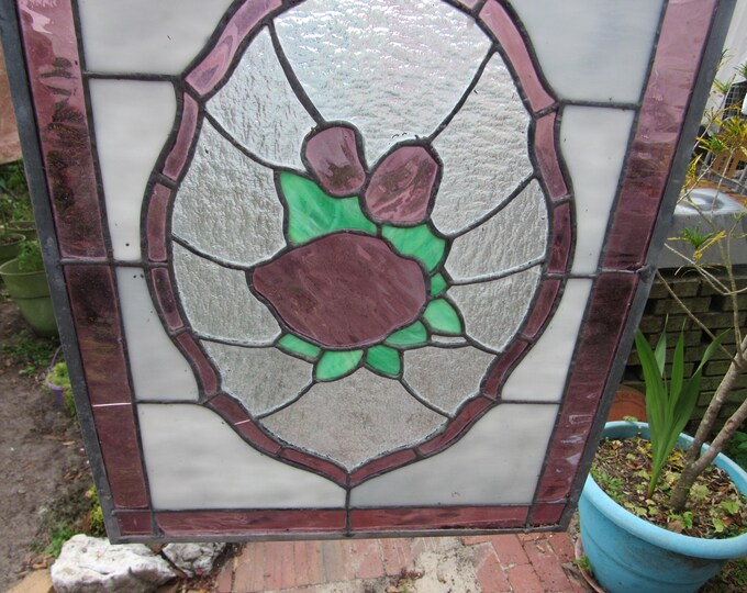 Vintage Stained Glass Window Wall Art, Floral Stained Glass Window, 14. ...