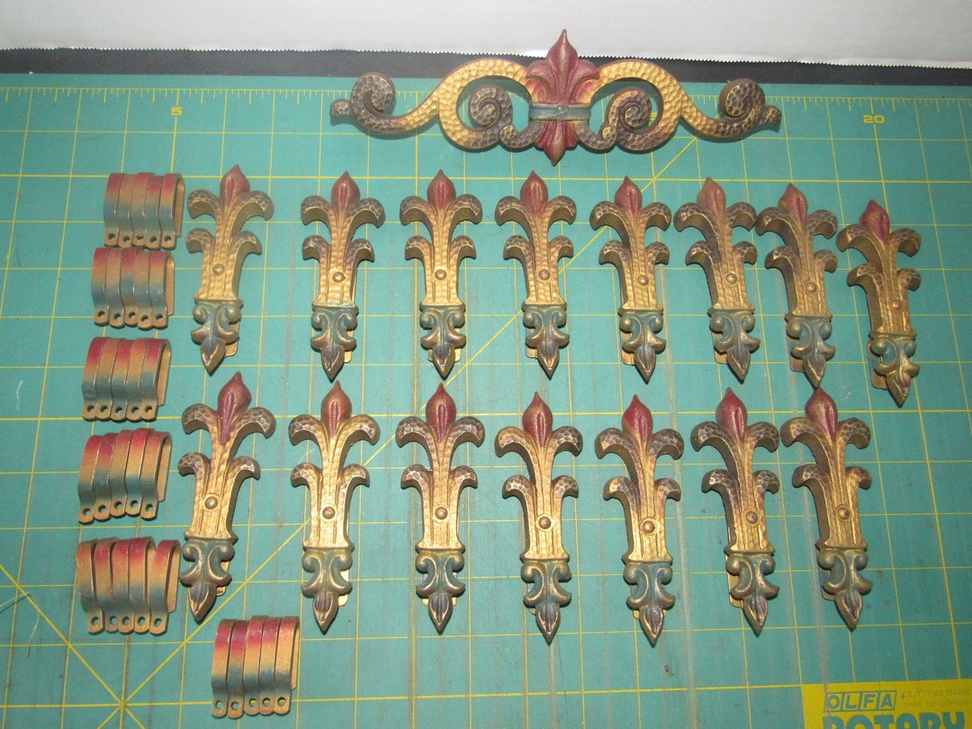 Antique Art Deco Lot Curtain Drapery Iron Hardware, Chain, Art Nouveau ...