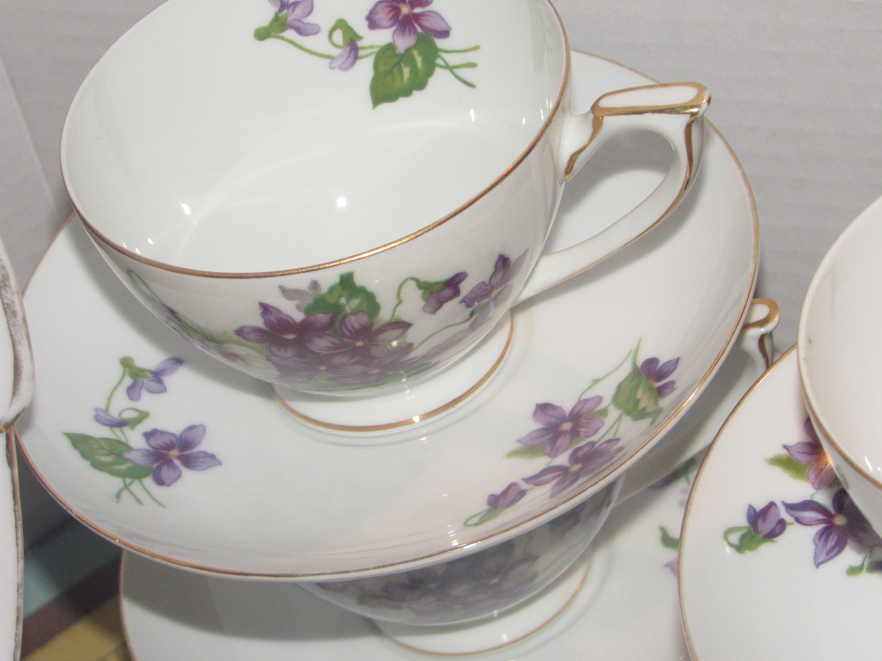 Elegant Mikado China Set, Beverly, Place Setting for 6, Purple Pansies ...
