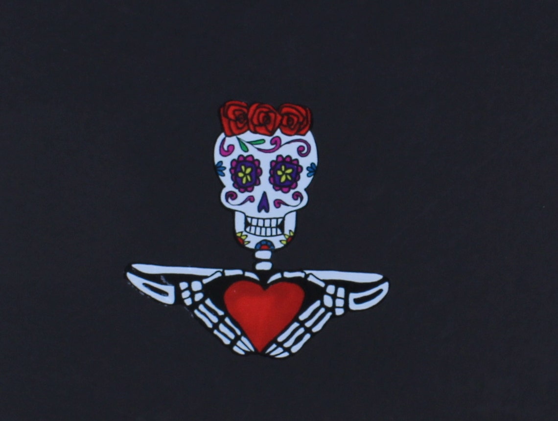 Day of the Dead Sugar Skull With Heart Vinyl Sticker 108 - Etsy