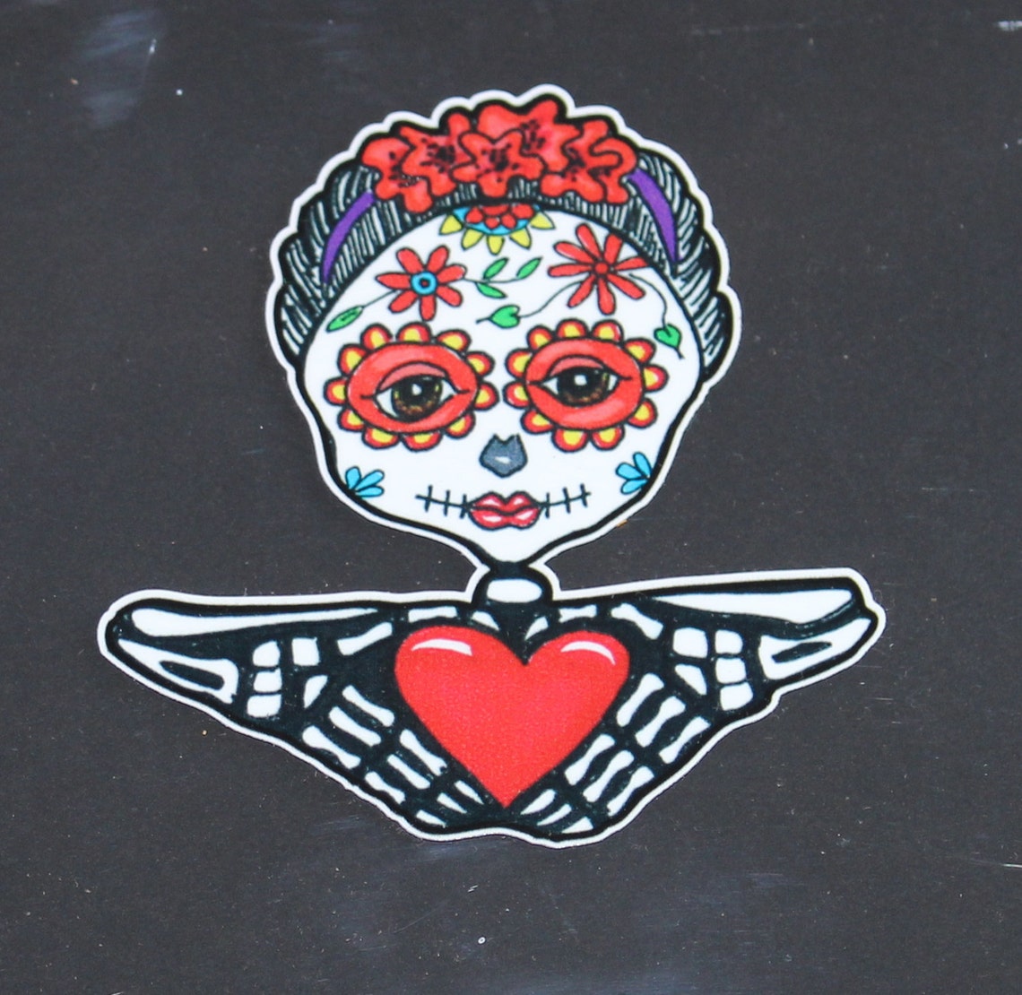 Day of the Dead Woman With Heart in Hands Vinyl Sticker 115 - Etsy