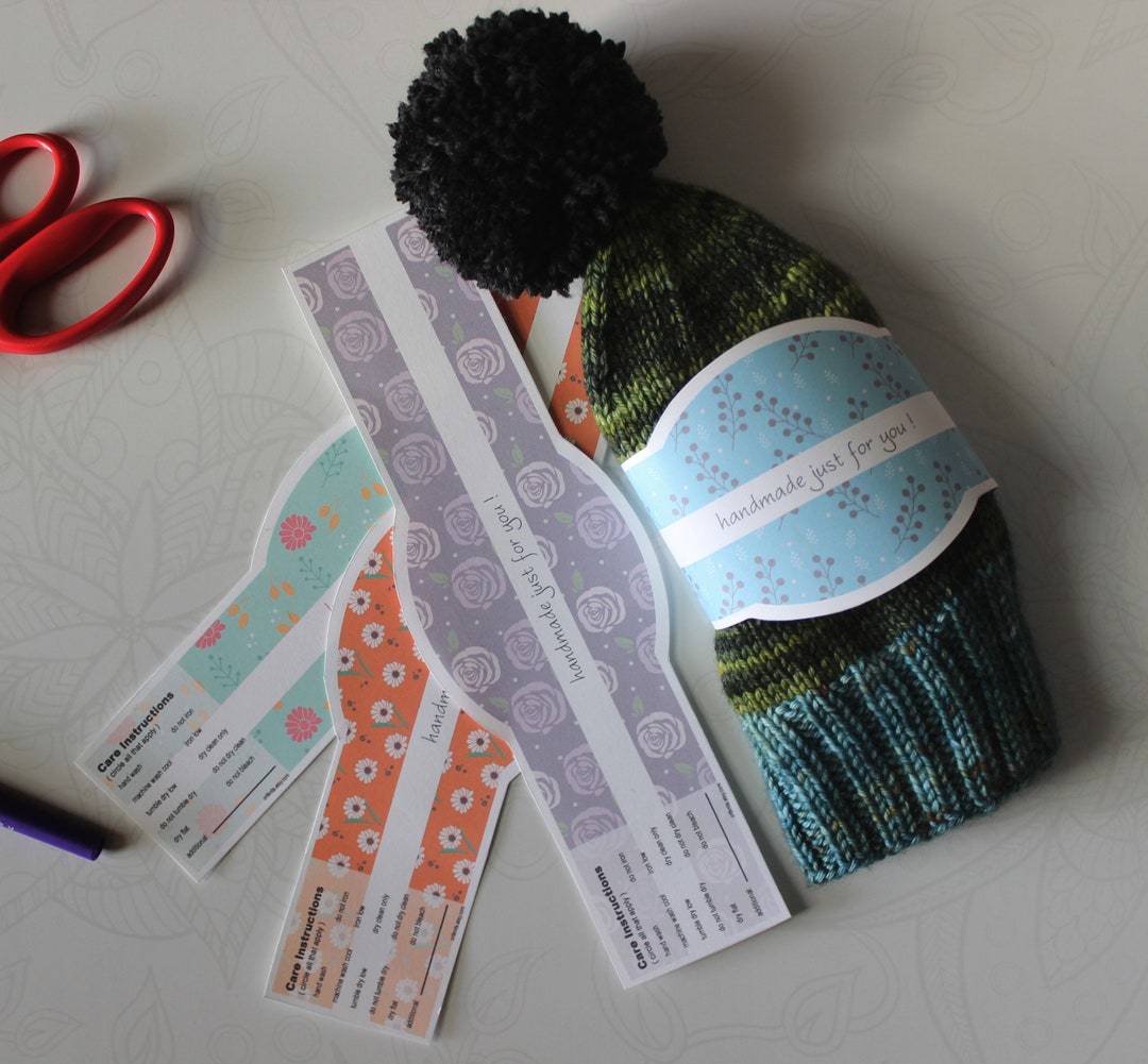 Floral Craft Labels - PRINT YOUR OWN, Printable Care Instructions, Sock ...