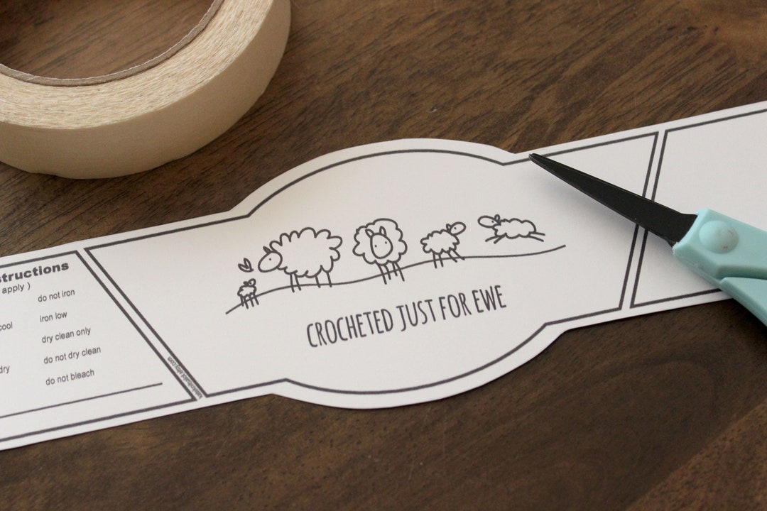 Crocheted Just for Ewe Labels - PRINT YOUR OWN, Printable Care ...