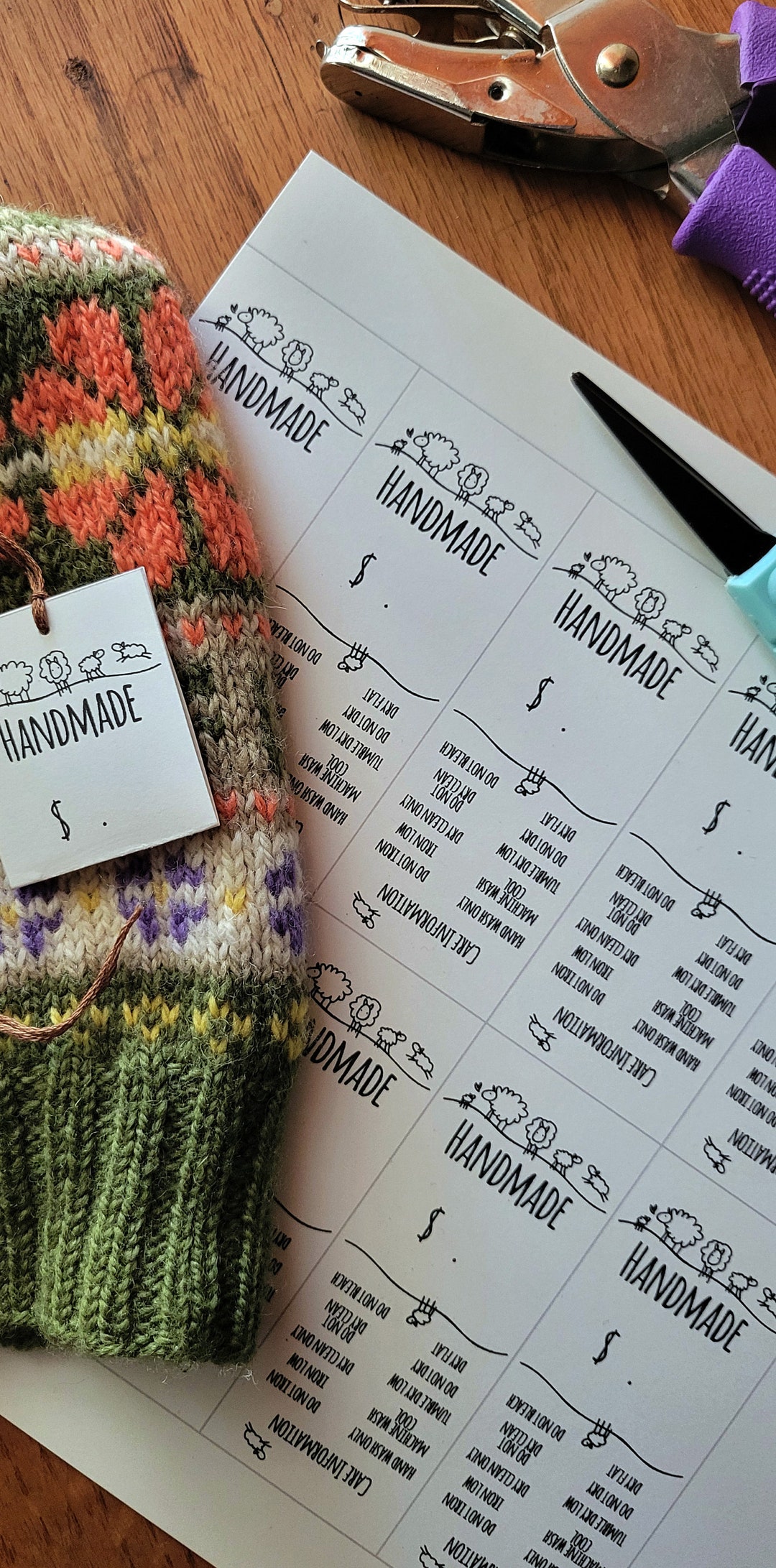 Handmade Gift Tags, Printable Care Instructions, Knitting Tags, Market ...