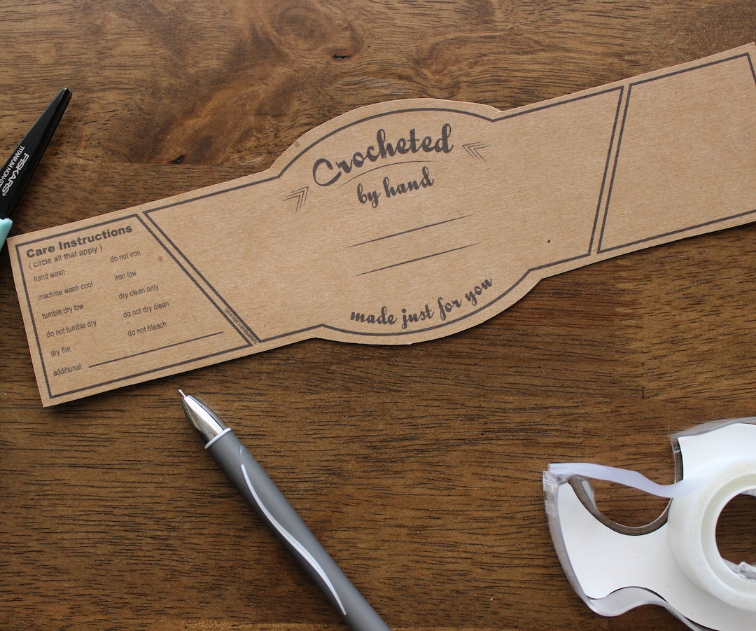 Crochet Labels - PRINT YOUR OWN, Printable Care Instructions, Sock Wrap ...