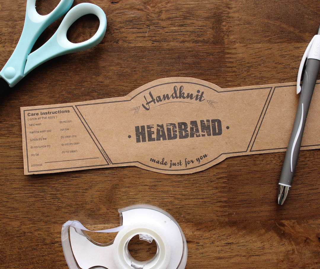Knit Headband Labels - PRINT YOUR OWN, Printable Care Instructions ...